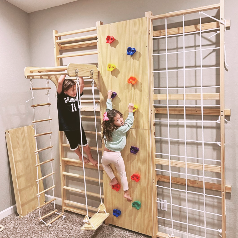 9 in 1 Swedish Ladder wall gym fitness and fun monkey bars - Pine and Oak